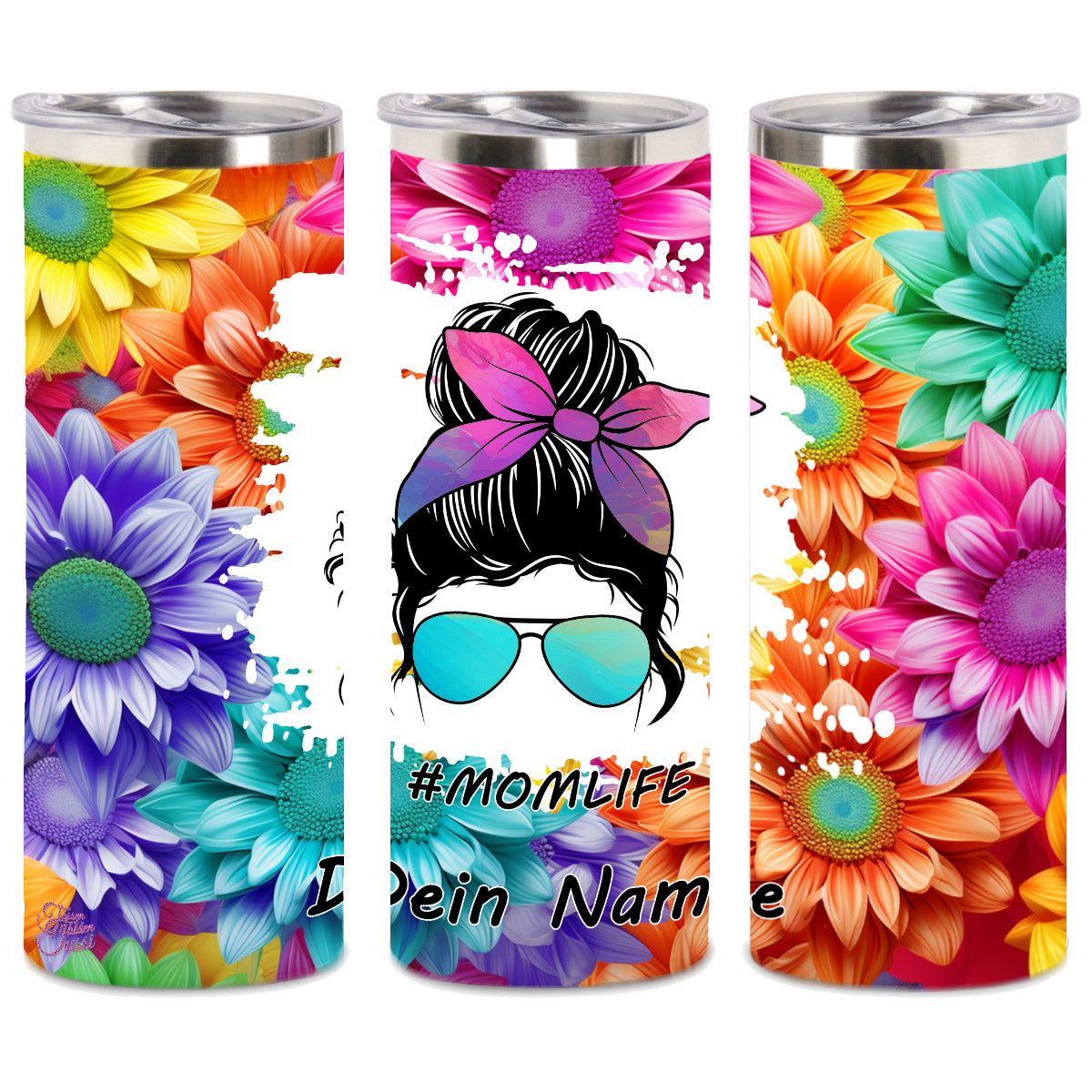 Thermobecher mit Druck - Momlife Neon Sunflower – tassentussi
